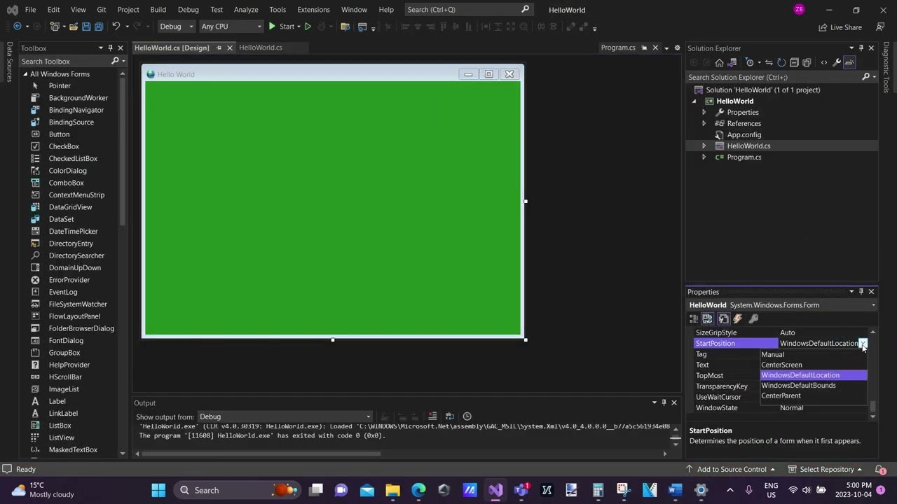 Intro to C# Visual Studio - Control Properties