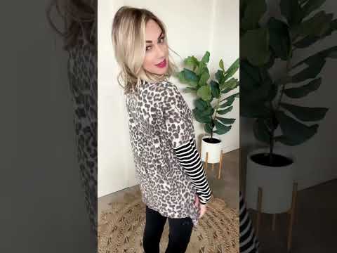 V Neck Dolman Sleeve Top In Leopard Stripes by Sew In Love - sm thru 3X ๐๐ #animalprint #fallstyle