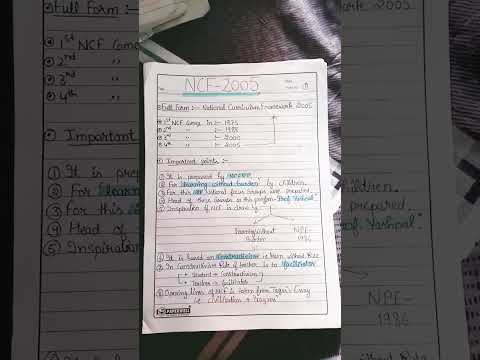 Important points for NCF 2005- notes