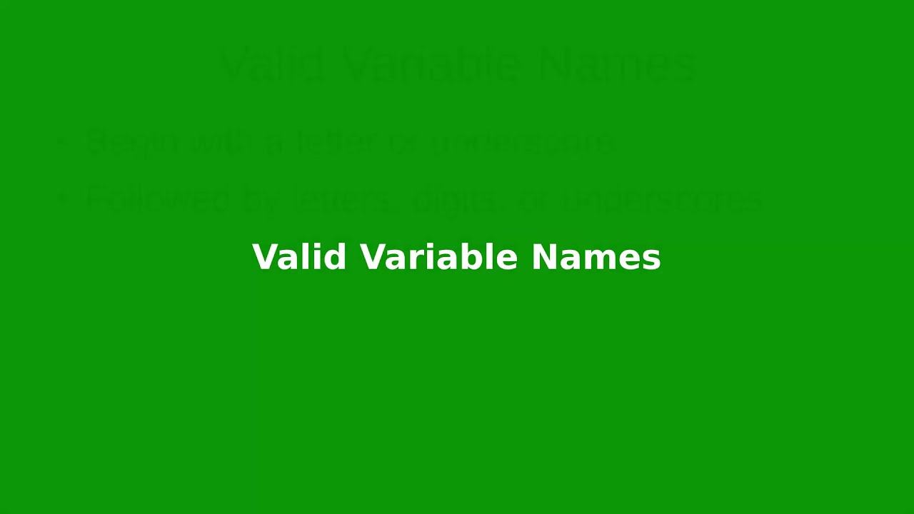 Chapter 3: Valid Variable Names