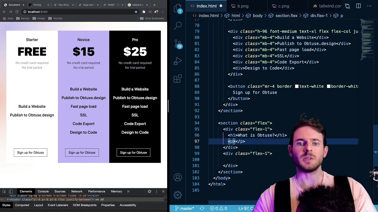 Building a Pricing Page using TailwindCSS (timelapse)