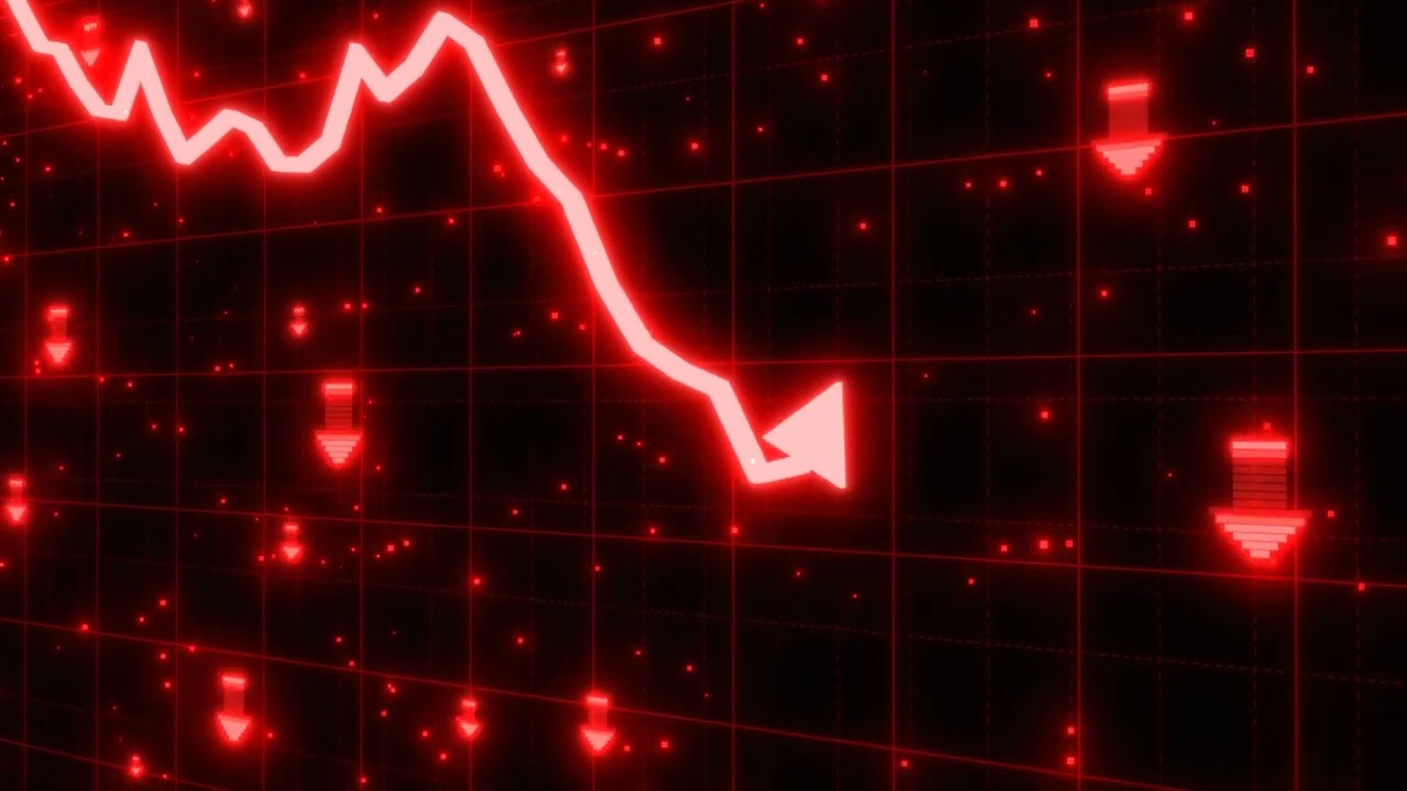 Stock Market Crash of Red Arrow Graph Going Down Into Recession