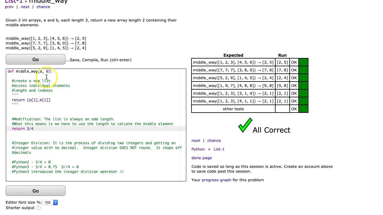 Codingbat - middle_way (Python)