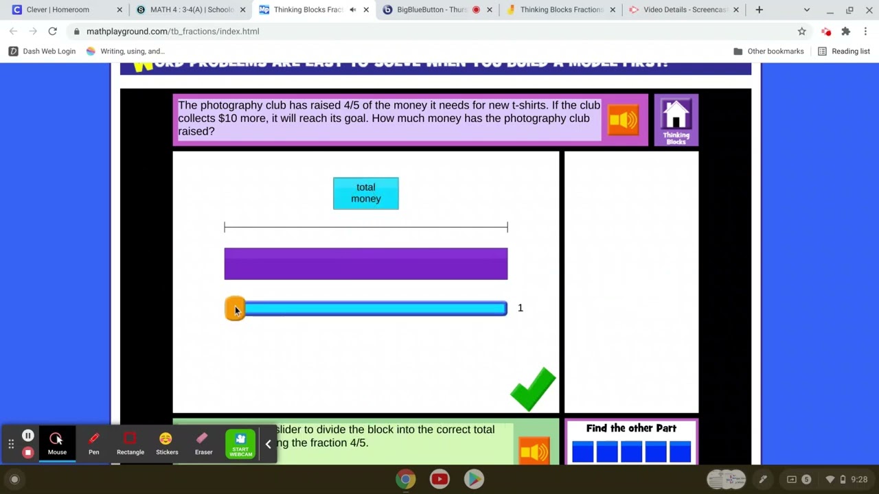 Find the Other Part (Thinking Blocks Fractions)