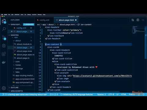 Learn Hands On App Development with Ionic Changing the App s Name and Finalizing about Tab ...