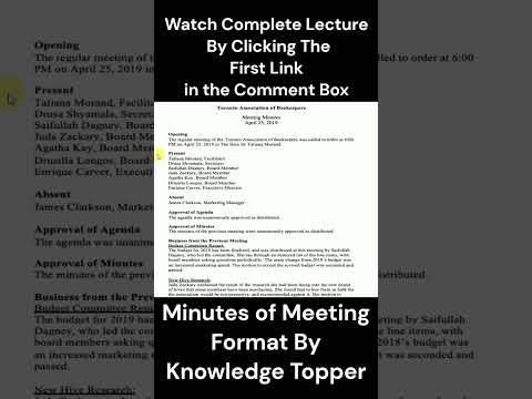 Minutes of Meeting Format #youtubeshorts #shorts #meeting