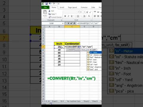 Convert Inch To Centimeter  In Ms Excel