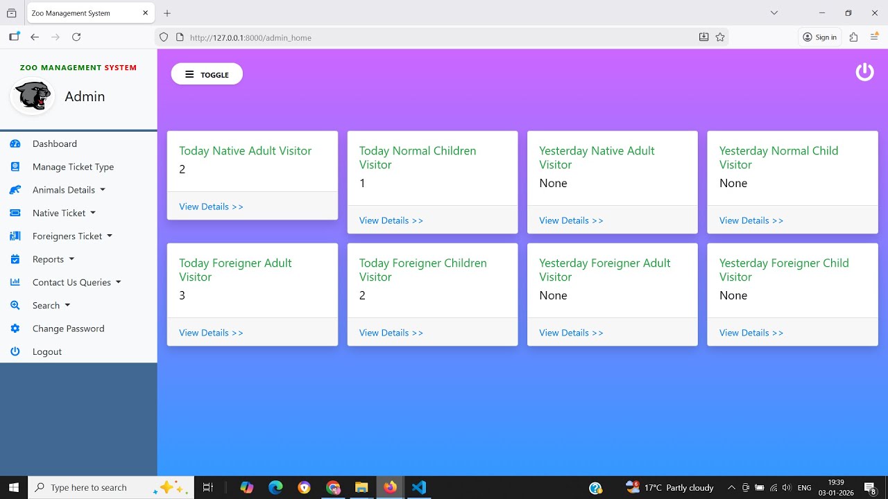 Zoo Management System Project using Python Django