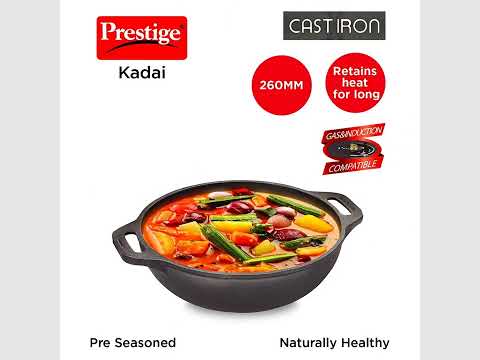 Prestige Cast Iron Kadai, 260 mm | Latest Cast Iron kadai 2022 | Best in Class Kitchen Utensil 2022