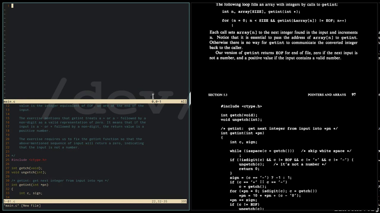 K&R Exercise 5-1 Solution