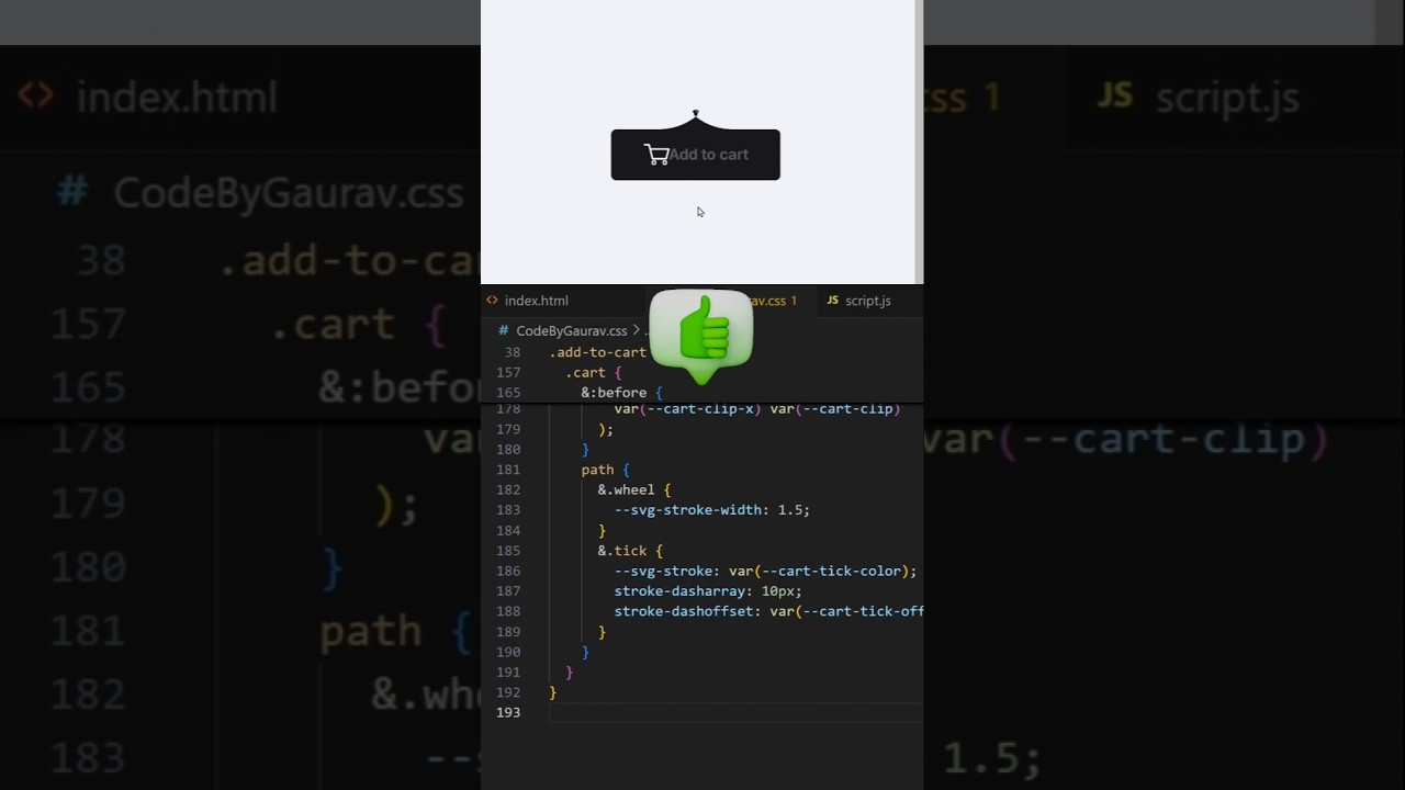 🛒 Add to Cart Button Animation Using HTML CSS & JS #webdevelopment  #coding #htmlcssjs #shotrs