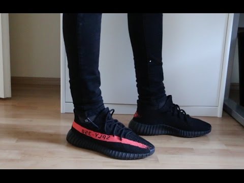 ADIDAS YEEZY 350 BOOST V2 "BLACK RED" REVIEW+ON FEET
