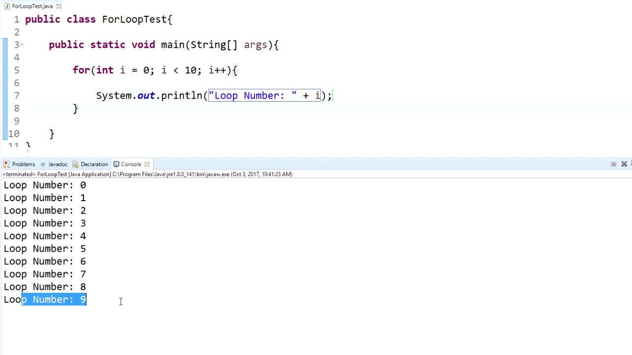 Java Programming Tutorial - 12 -  for loop