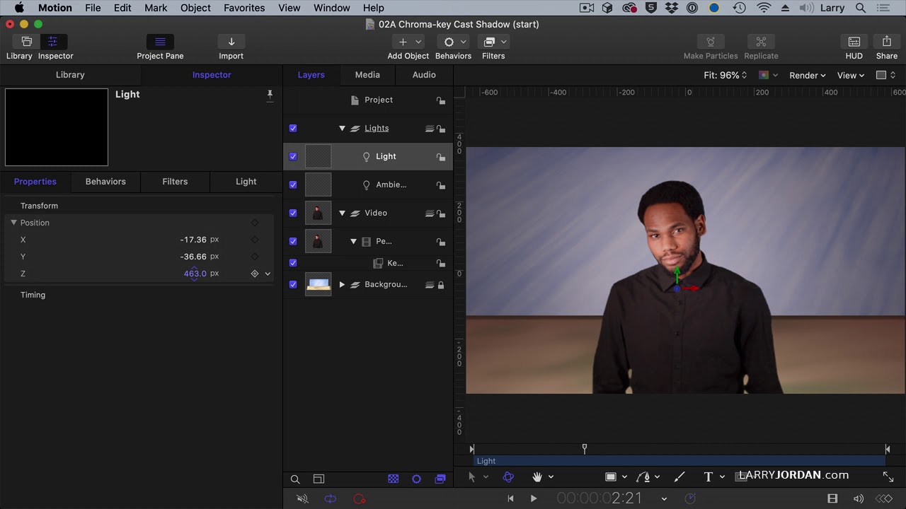 Create a Cast Shadow in Apple Motion Using Lights