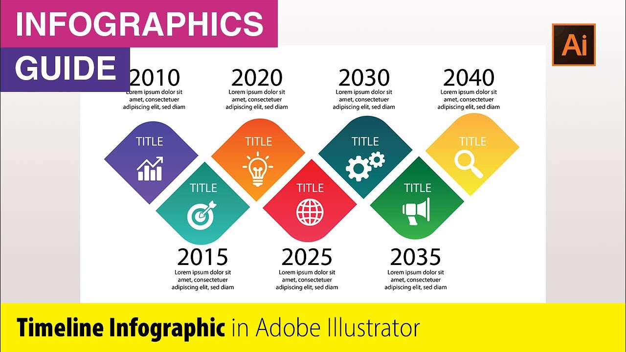 Vector Six Steps Timeline Infographic Template | Timeline infographic in Adobe Illustrator