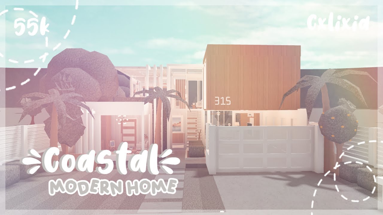 Minimalistic Coastal 🐚 Modern Home (Exterior) | Bloxburg House Build