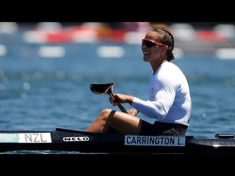 Lisa Carrington of New Zealand wins Gold in the Women's K-1 500m Canoe sprint