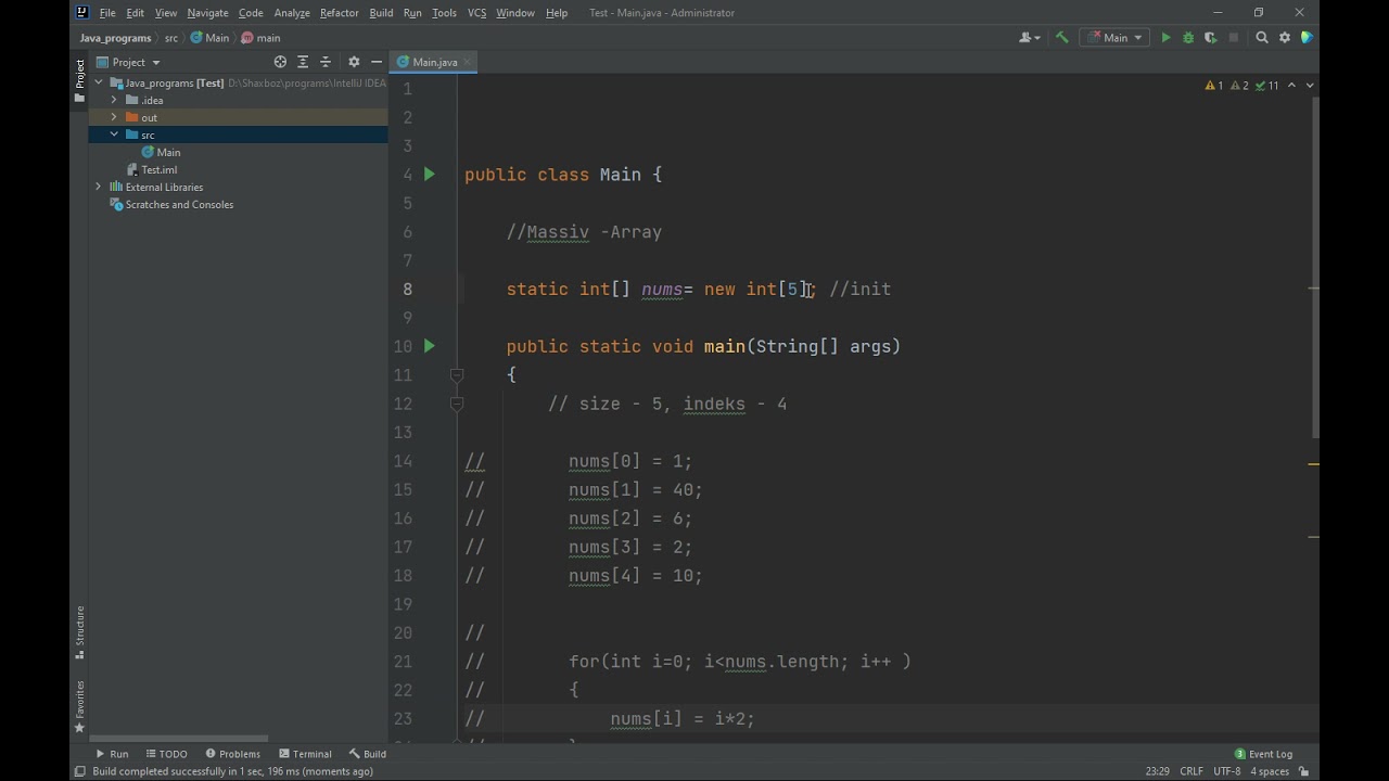 19 - Java Dasturlash tili. Massivlar - Array