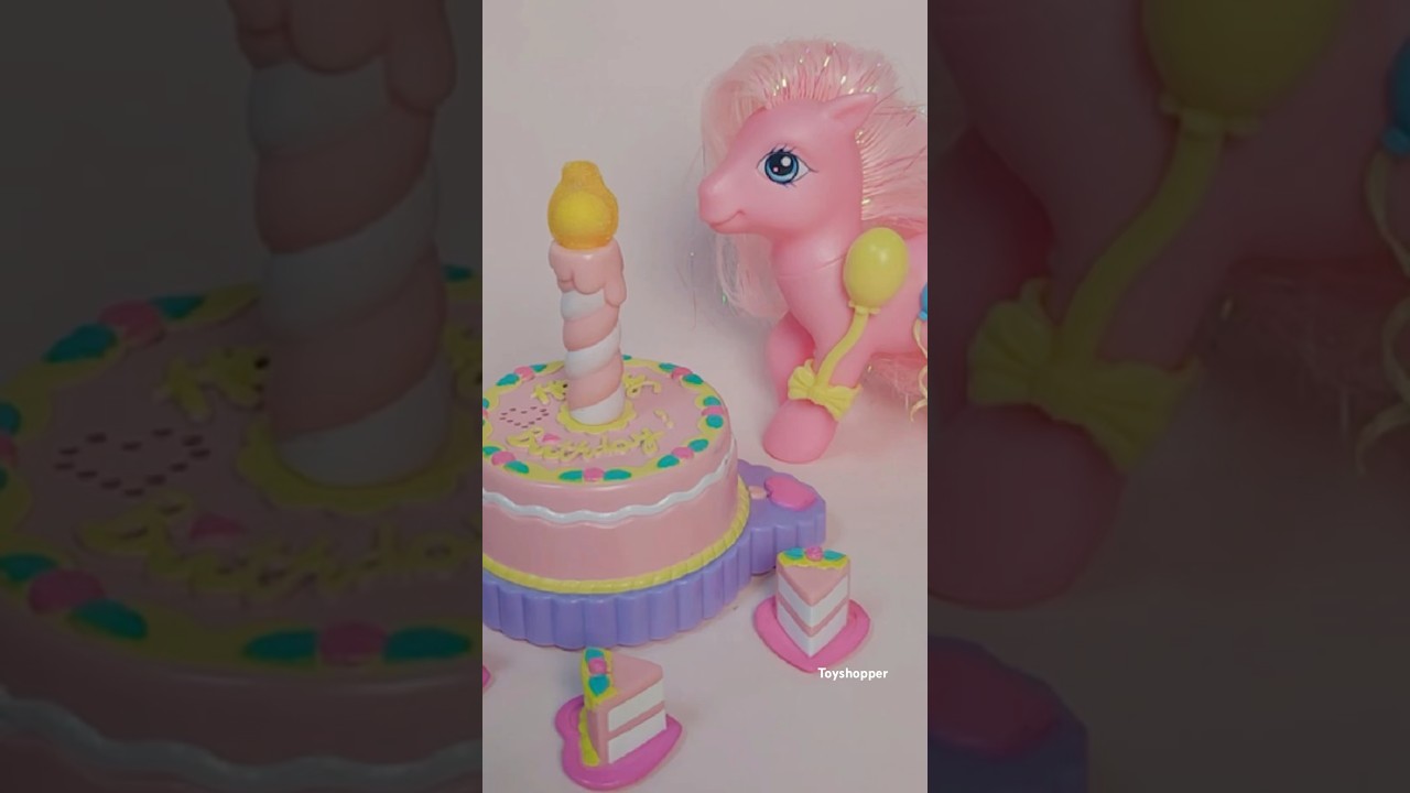 My Little Pony MLP Happy Birthday Cake and Candle Pink With Sound & Pinkie Pie 25th Birthday Pony G3