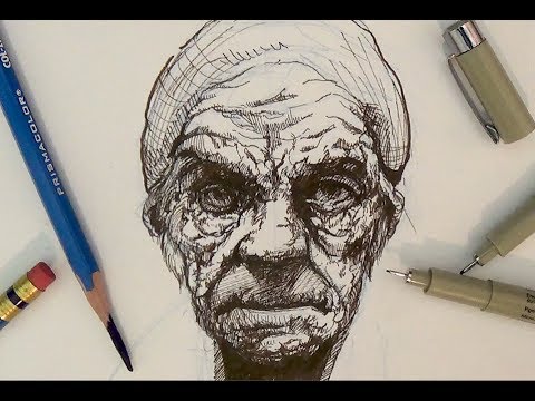 Pen and Ink Drawing Tutorials | Portrait Drawing Demonstration I