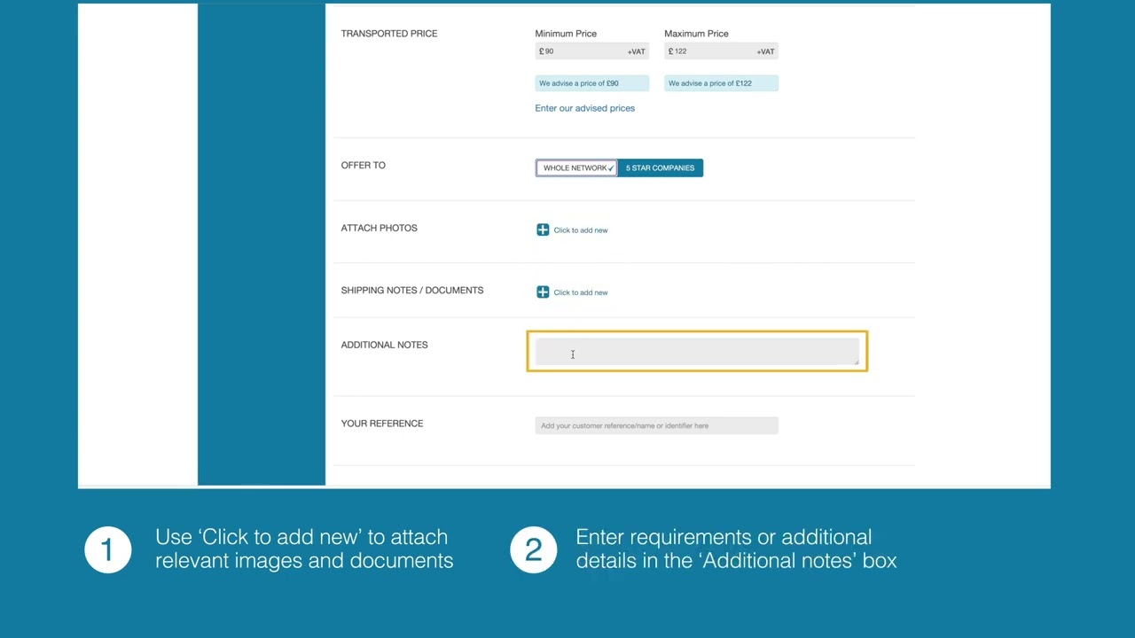 Add a job - Additional notes