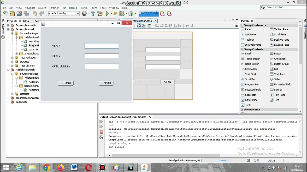 PROGRAM PENJUMLAHAN - PEMROGRAMAN JAVA II