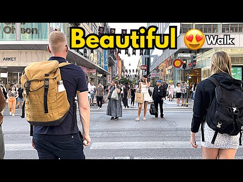a BUSY day in Stockholm. Drottninggatan ASMR Immersive Street Walk. 2x escalators.