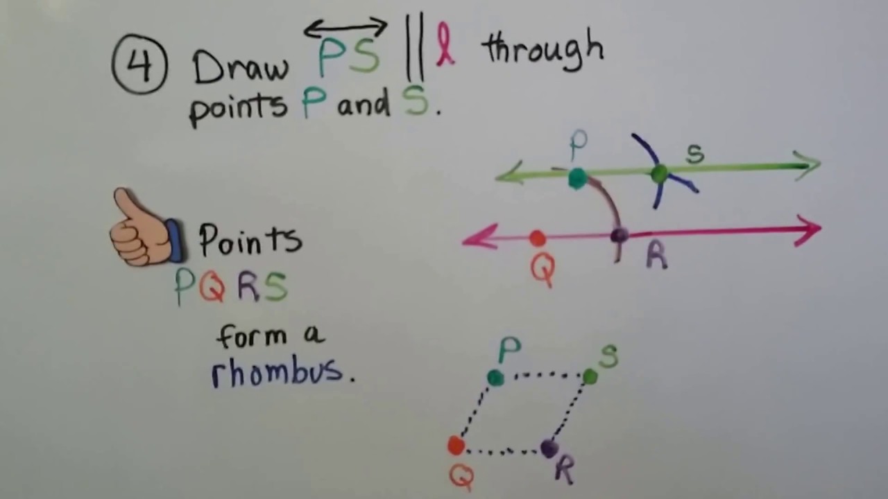 Geometry 3.3c, Rhombus Method to construct parallel lines