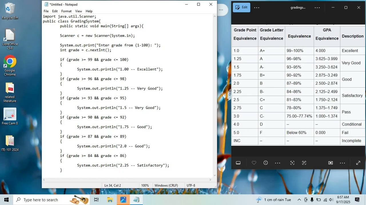 Java Grading System using Else If
