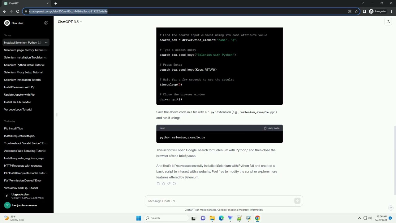 pip install selenium python 3 9