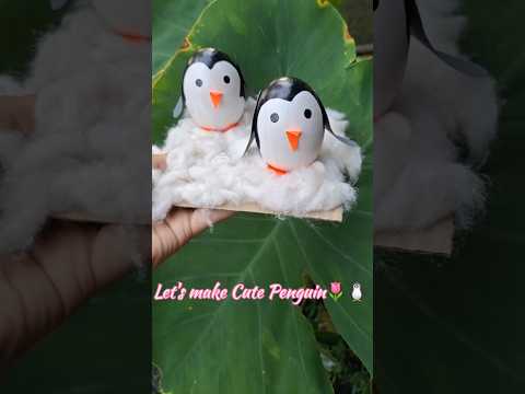 Make a penguin by egg shells🥚🐧🌷 #comment #subscribe