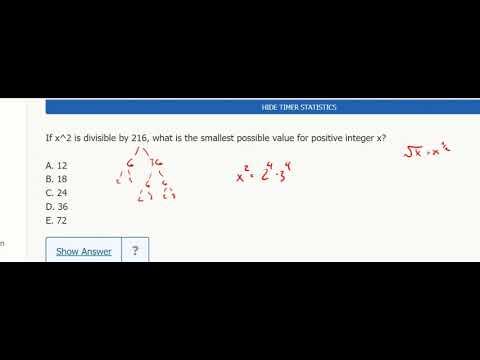Div. 13- If X^2 is divisible by 216, what is the smallest possible value for positive integer x?
