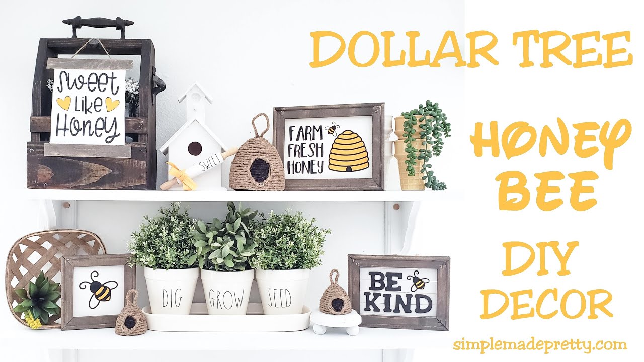 DOLLAR TREE Honey Bee Themed DIY Decor - Bumble Bee, Summer Decor, BeeHive DIY, Honey Hive