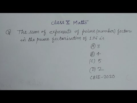 The sum of exponents of prime factors in the prime factorisation of 196 is .. | class 10 Maths
