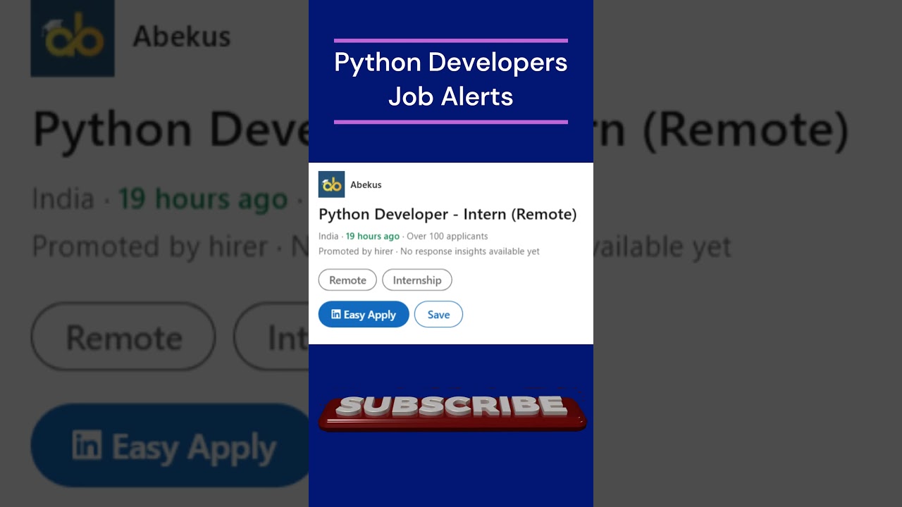 “Python Developer Intern | Abekus Hiring | Remote Internship | ML & AI Projects”