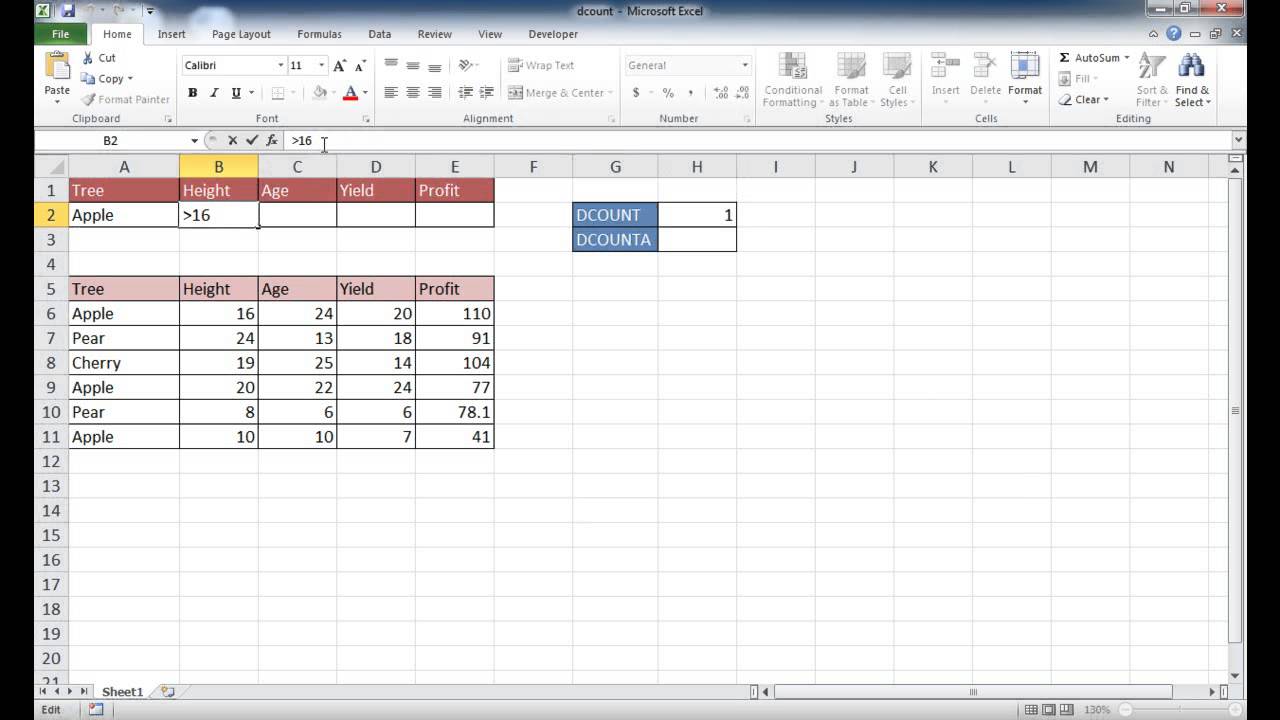 Use the DCOUNT & DCOUNTA Functions