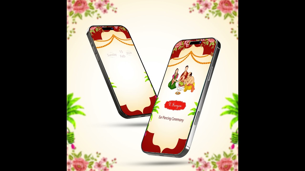 Animated Ear Piercing Ceremony Invitation Card Maker | Parojan Ceremony Invitation | Invito AI-1094