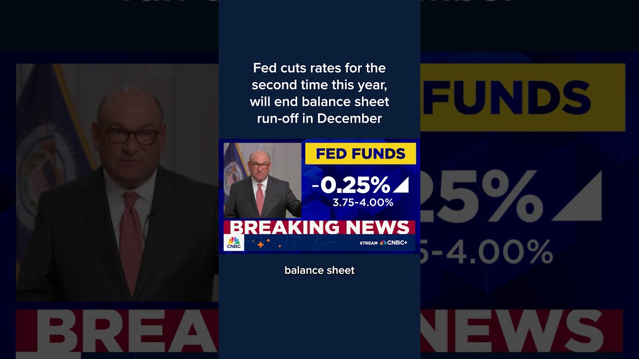 Fed cuts rates for the second time this year, will end balance sheet run-off in December