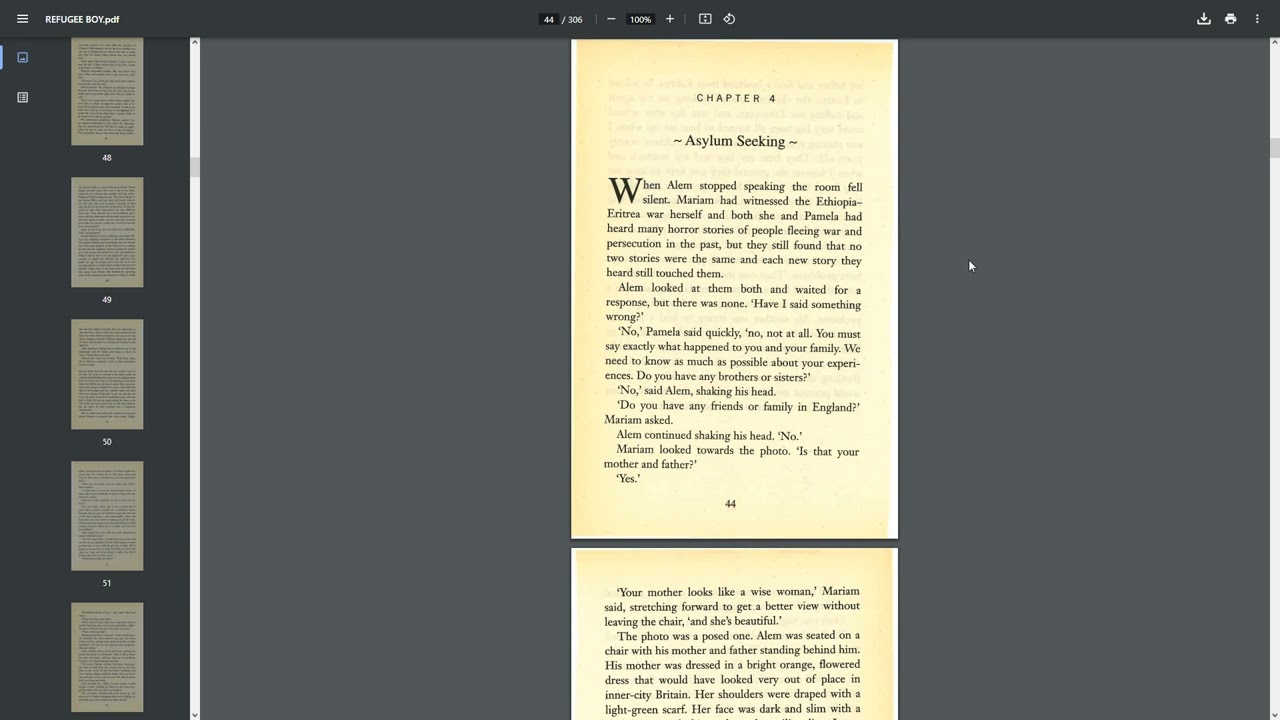 refugee boy chapter 4