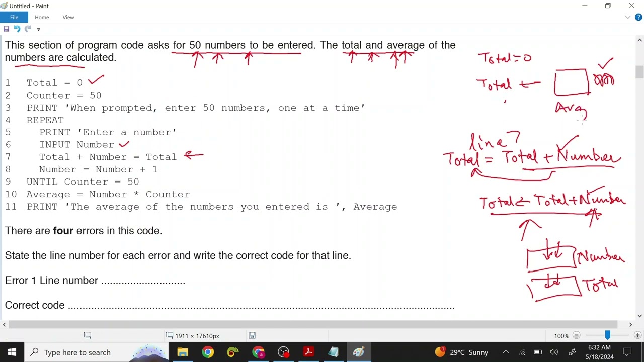 Locating Errors In Pseudocode Example 2