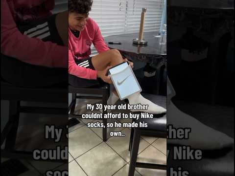My 30 Year Old Brother Couldn’t Afford To Buy Nike Socks, So He Made His Own.. #shorts #viral #funny