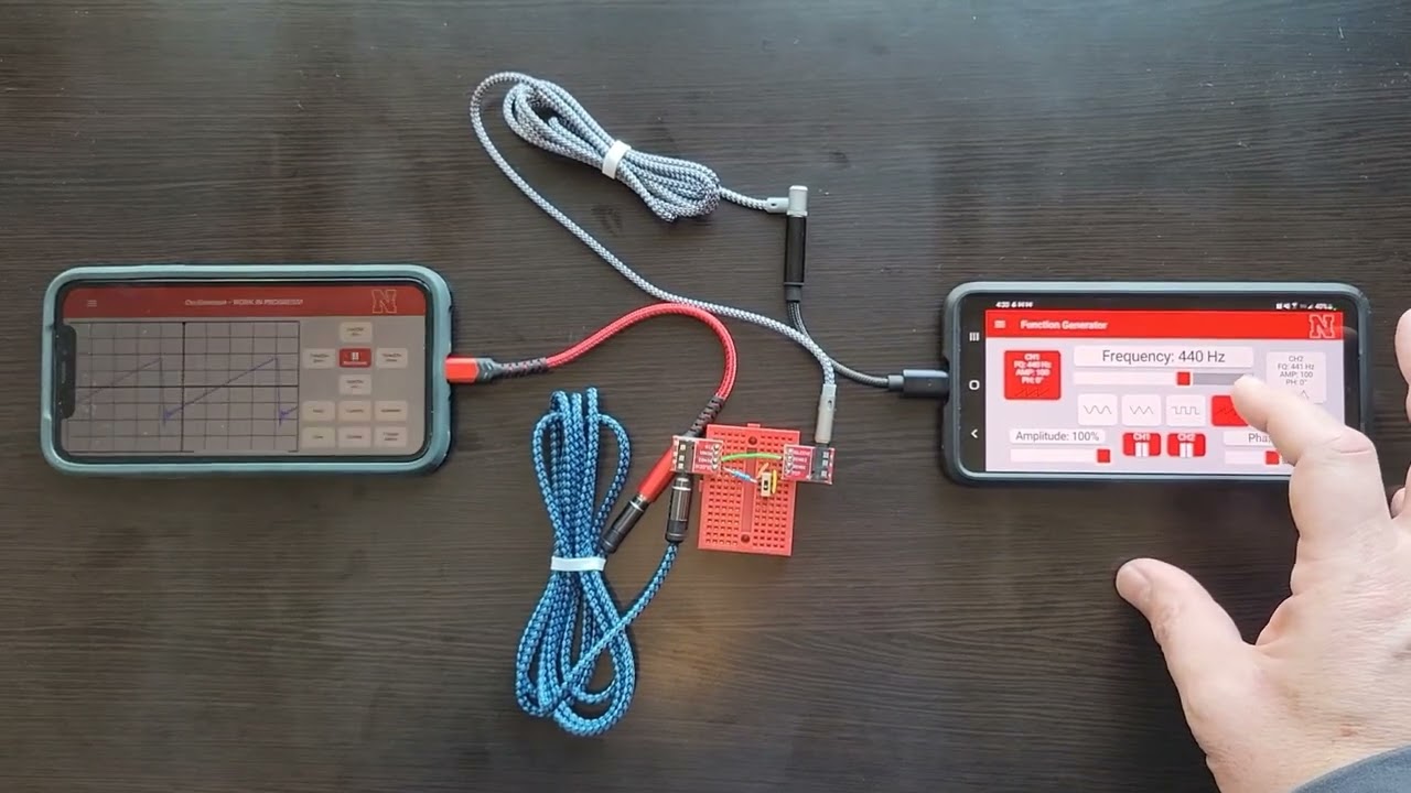 Android Function Generator to iPhone Oscilloscope using the Husker Scope apps
