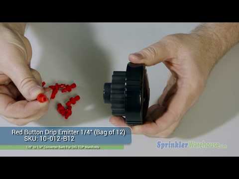 10-012-B12 Red Button Drip Emitter 14 Converter Barb