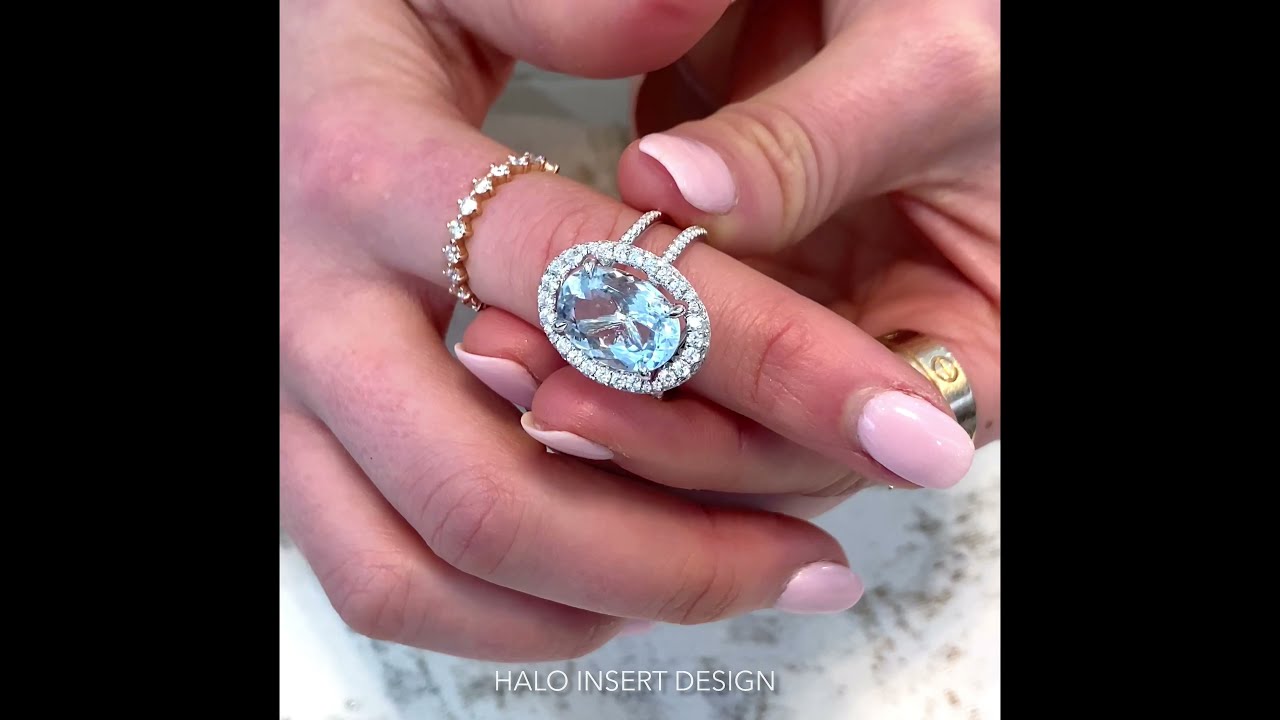 Halo Insert Design with Aquamarine Center-stone