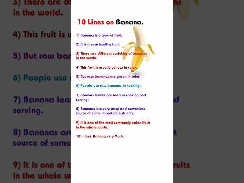 10 lines on Banana in english/10 lines essay on banana/essay on banana/essay on my favorite fruit