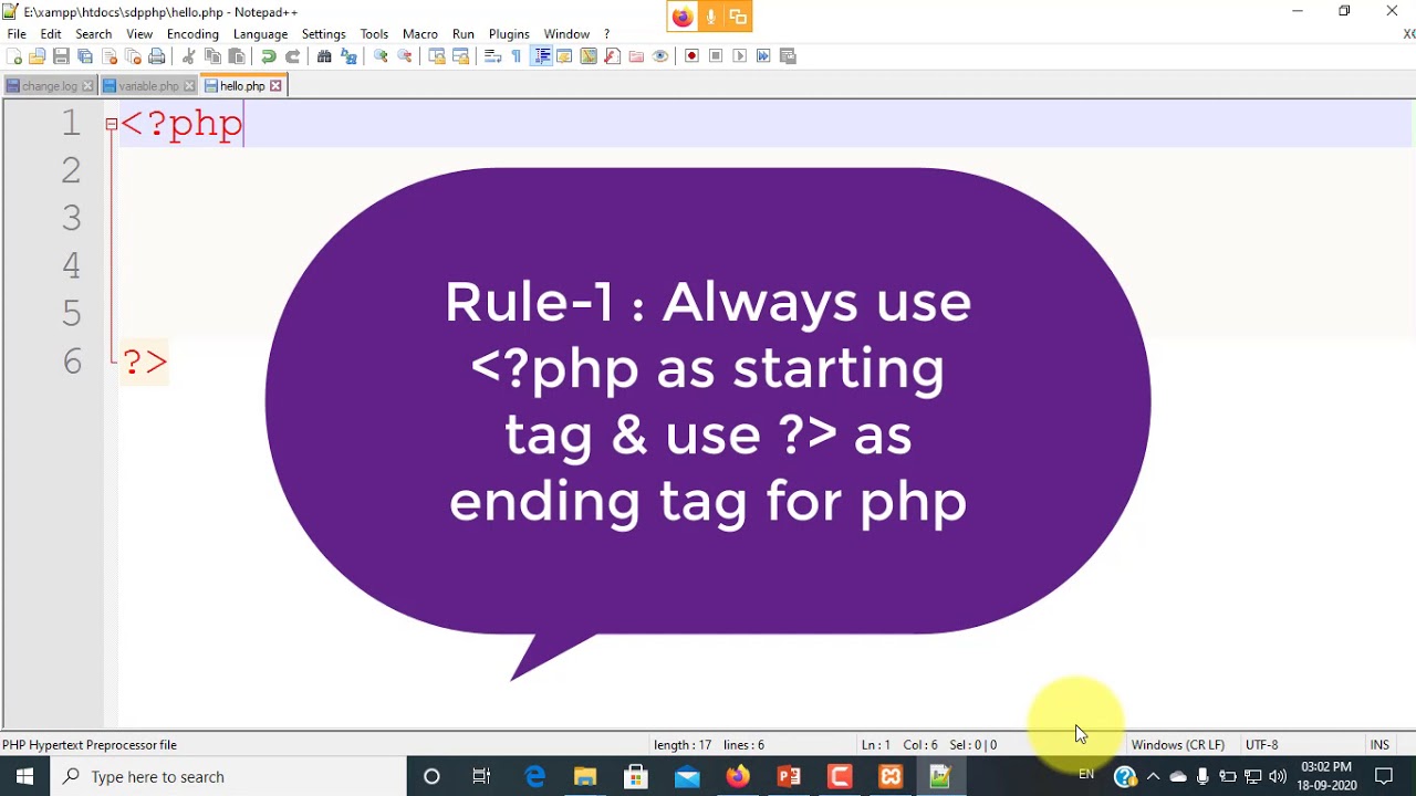 PHP Tutorials | Syntax for PHP | Rules for PHP | Hello World Program in PHP