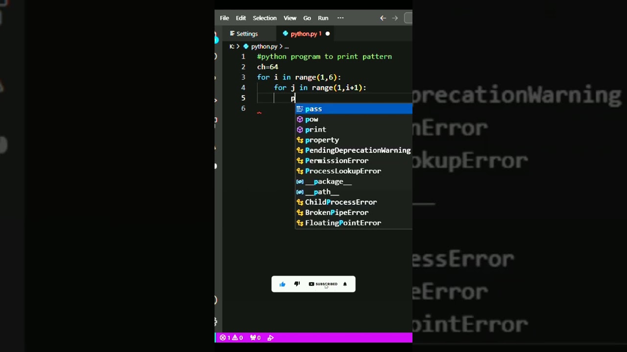 Python program to print pattern #patternprinting #pattern #python #programming #coding  #shortsaday
