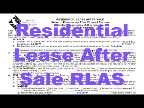 How To Do The Residential Lease After Sale - CAR Form RLAS