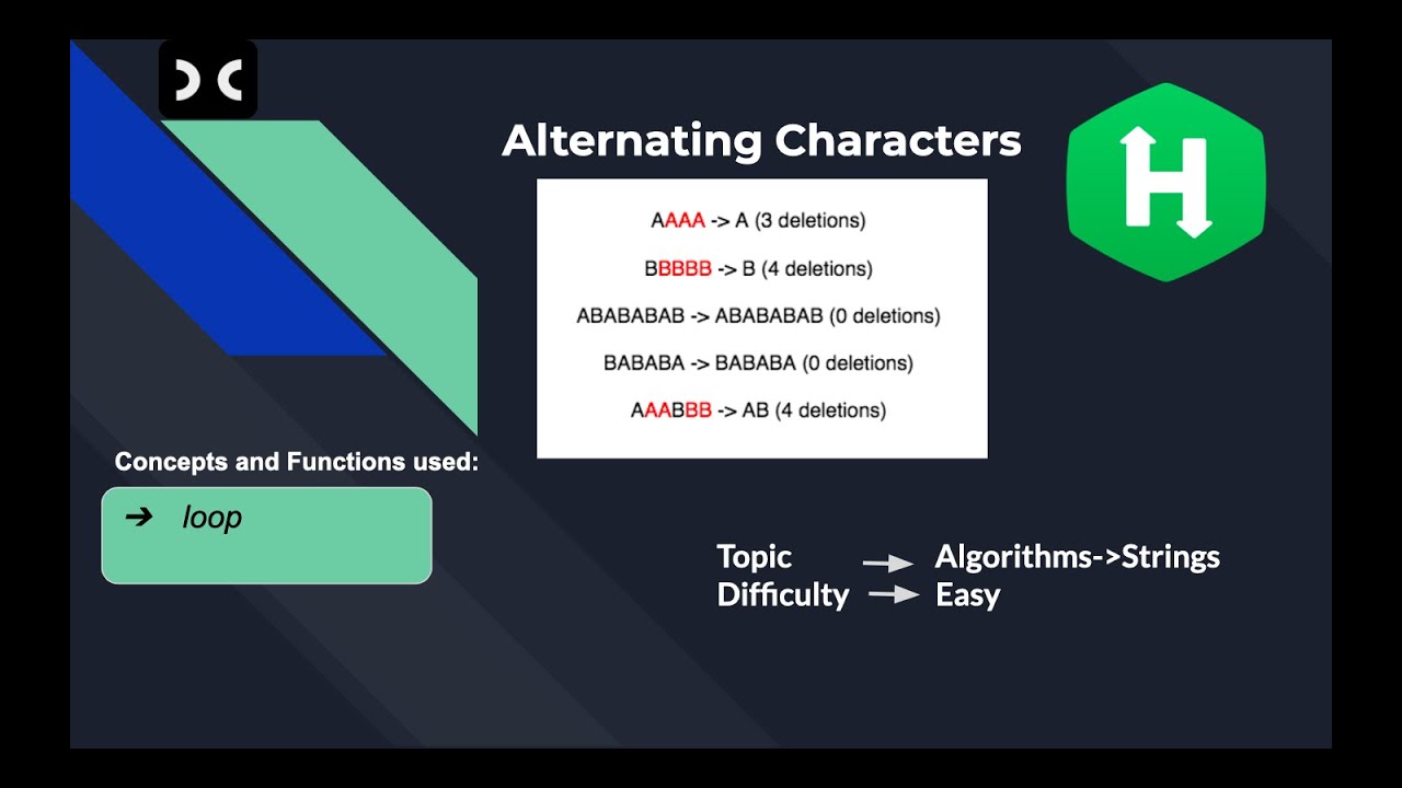 Alternating Characters | HackerRank | Strings | Interview