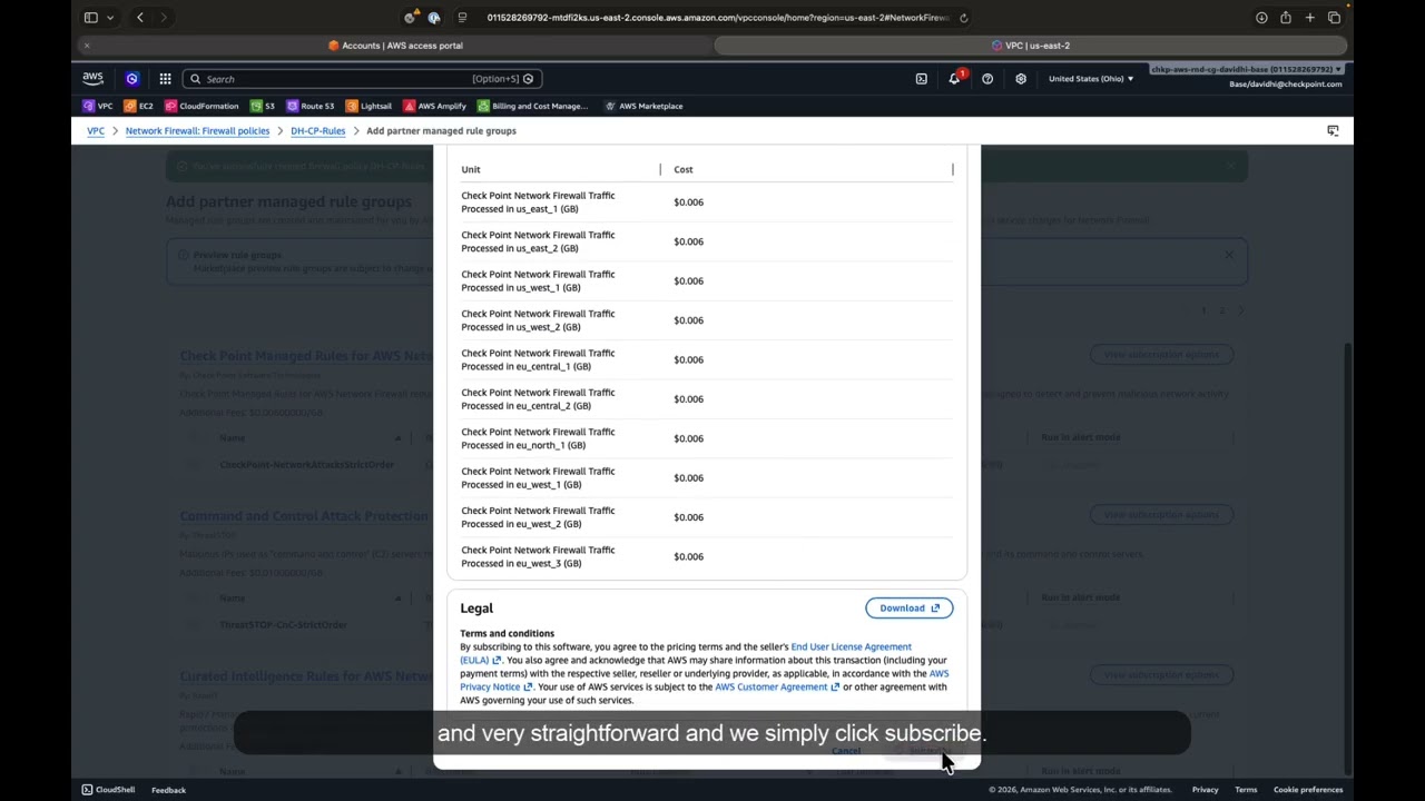 Setting up Check Point Managed Rules on AWS Network Firewall